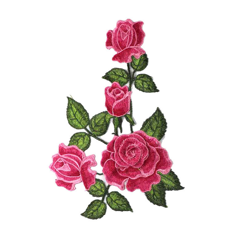 Rose Flower Patch Iron Sew On Embroidered Badge Clothes Embroidery ...
