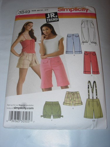 WOMENS UNCUT SIMPLICITY 3849 Sewing Pattern CAPRI PANTS SHORTS SIZE 3/4 ...