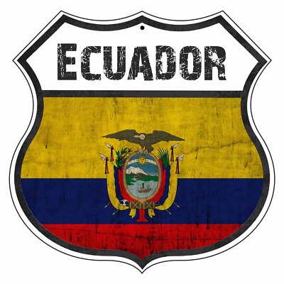 Ecuador Country Flag Shield Novelty Highway Road Street Notice Aluminum ...
