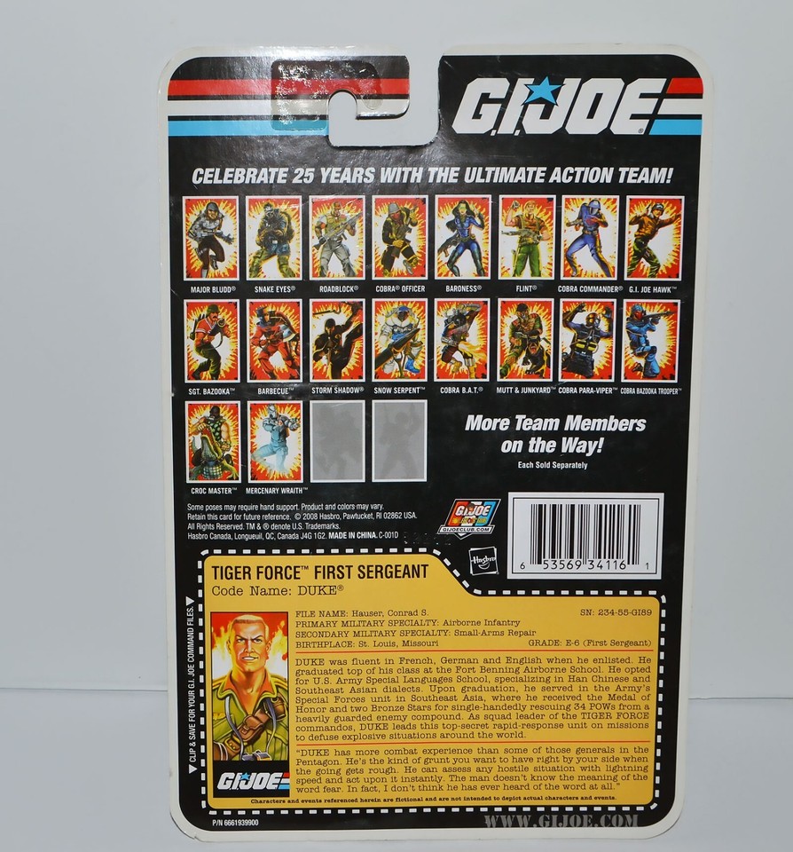 NEW 2008 HASBRO GI Joe G.I. Joe Tiger Force First Sergeant Duke MOC | eBay
