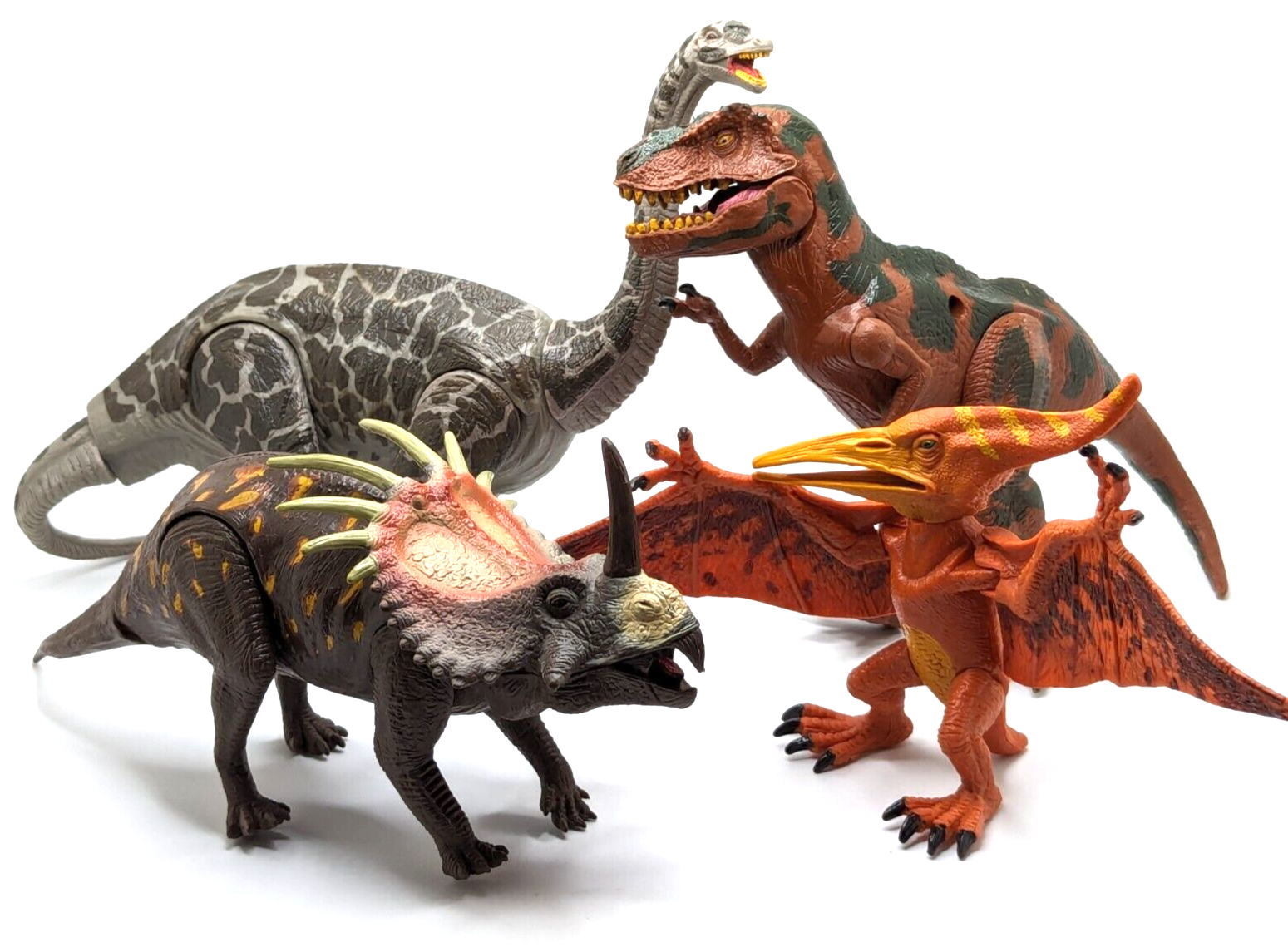 4 Kid Galaxy Dinosaur Action Figures Pteradon T-Rex Styracosaurus ...