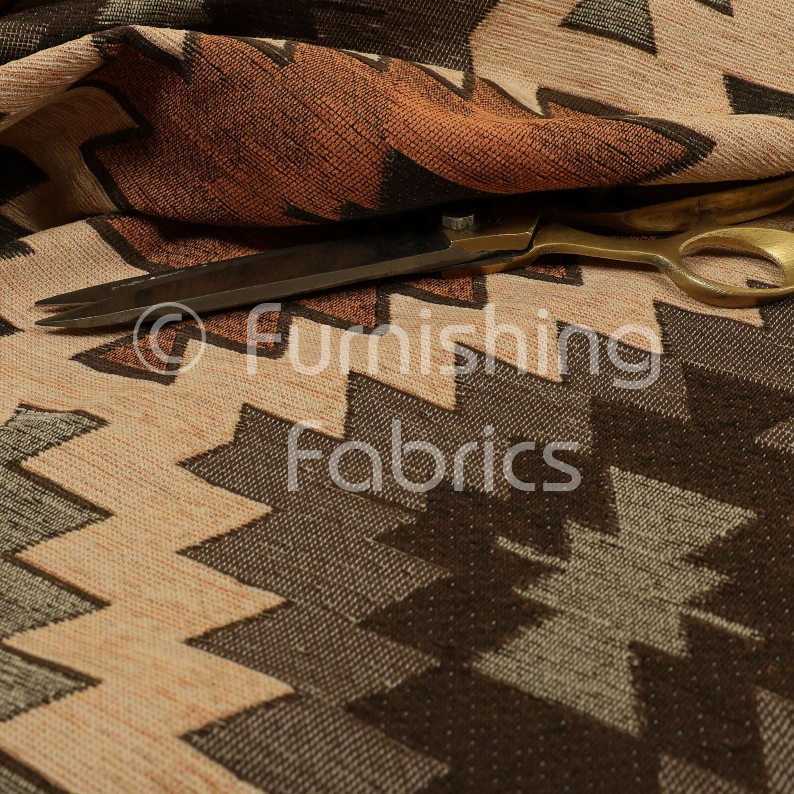 Traditional Kilim Aztec Inspired Pattern Orange Brown Colour Upholstery ...