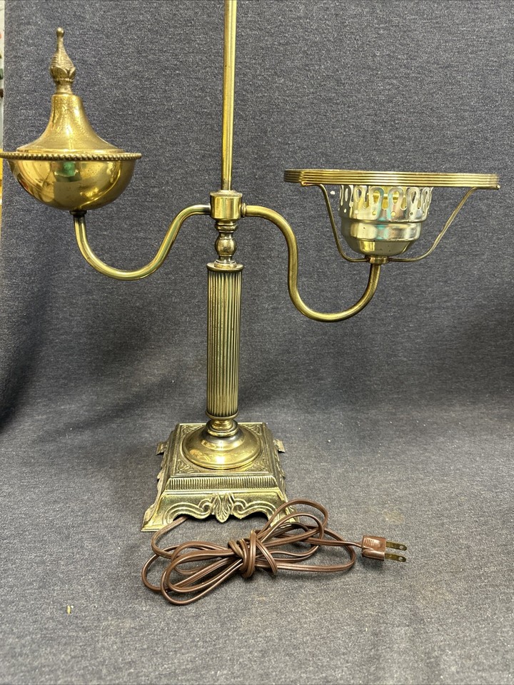 Antique Solid Brass Student Table Lamp 24.5” Tall 7” Fitter | eBay