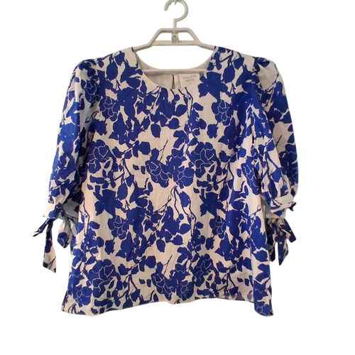 Hyacinth House nwt Fiona Blouse womens XXL cotton blue floral tie ...