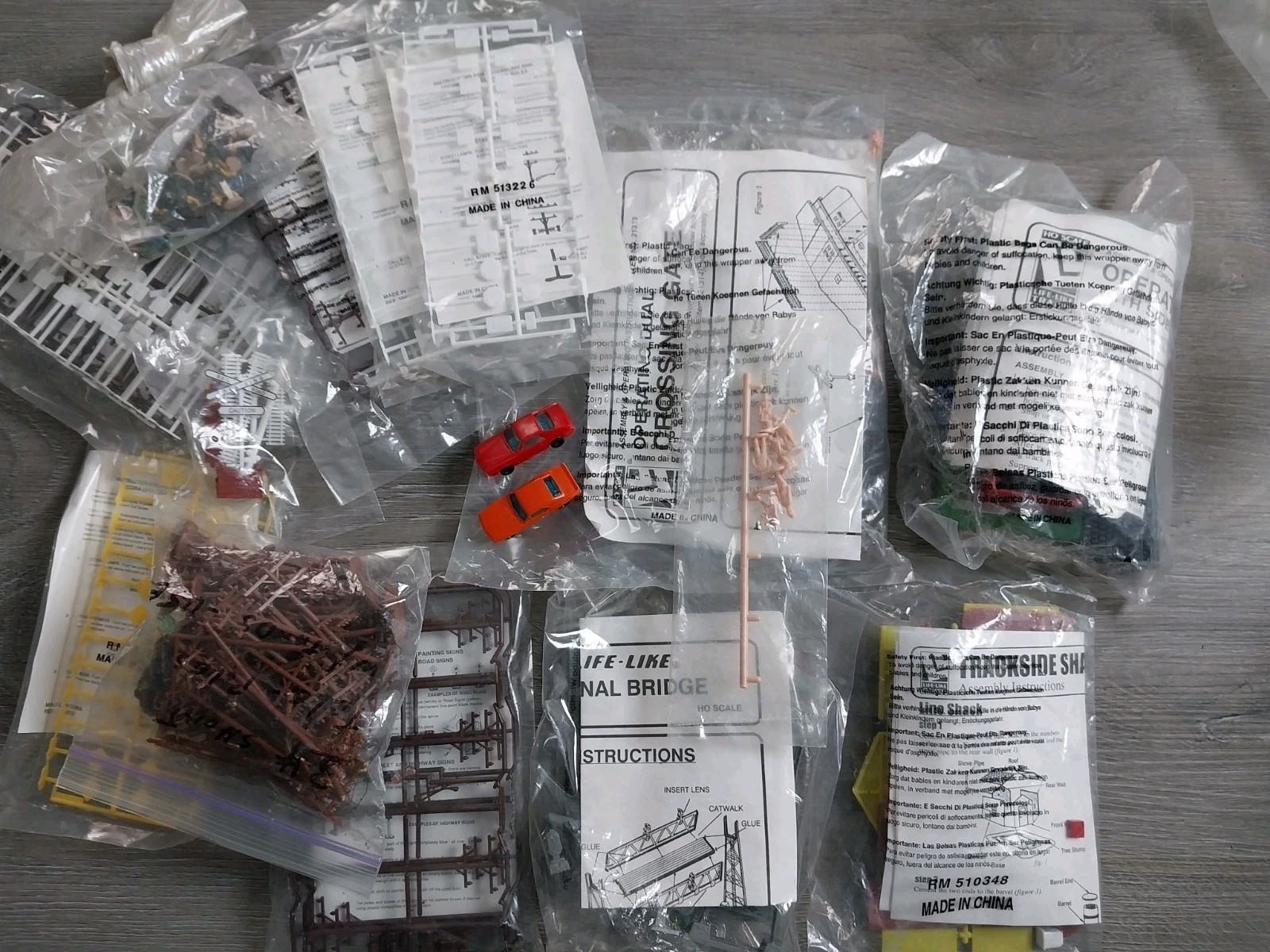 Lot of Life-Like HO Scale Model Train Layout Building Kits Sealed Bags ...