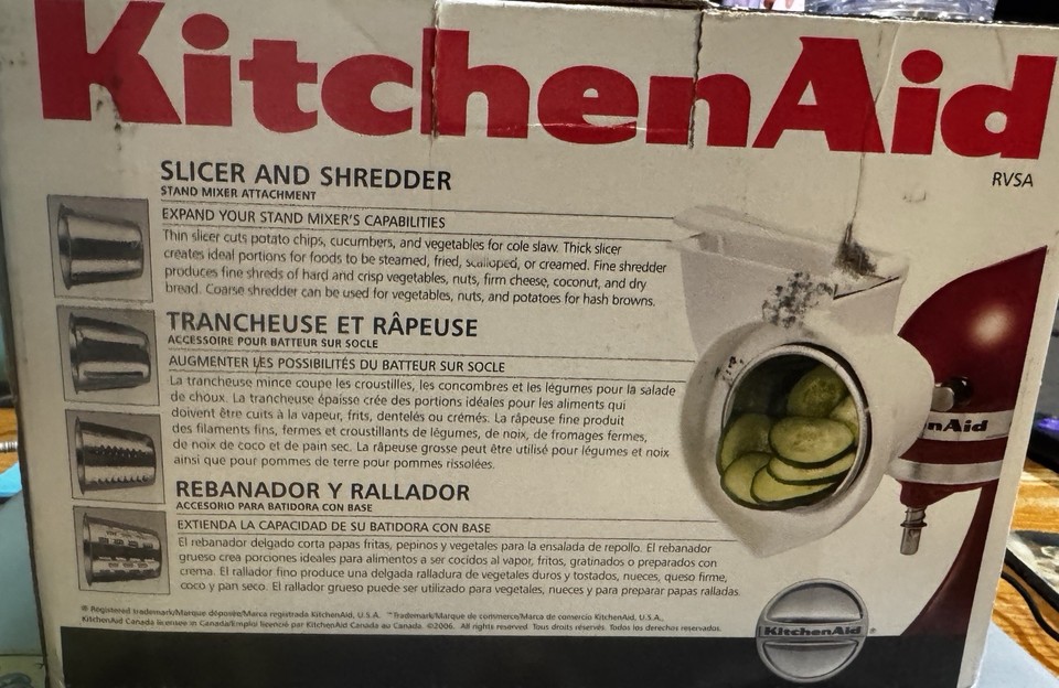 Kitchen Aid Accessory Slicer and Shredder In Box with Instruction ...