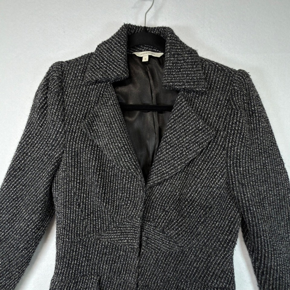 Boston Proper Tweed Fit & Flare Coat Women's 6 Wool Blend Long Dress ...