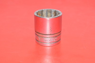 Snap-On Tools 1/2" Drive Standard SAE Chrome 12 Point 1" Shallow Socket ...