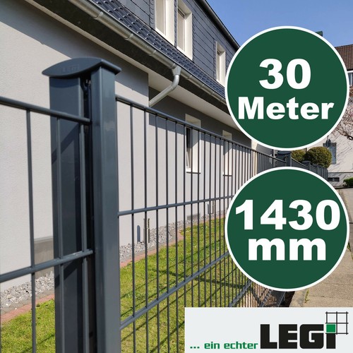 LEGI R fit R+K Gittermattenzaun 30 Meter kompl. Farbe: anthrazit, Höhe ...