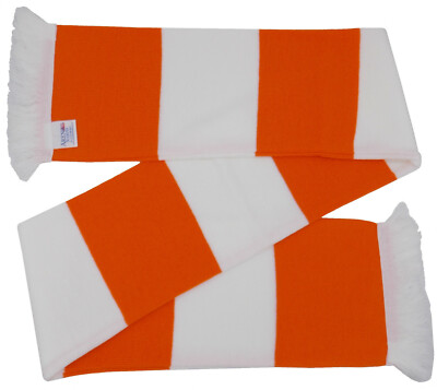 Luton Town Supporters Tangerine and White Traditional Bar Scarf - Made ...