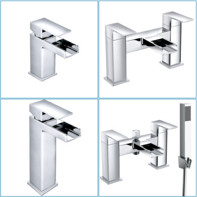 Waterfall Bathroom Taps Chrome High Rise Basin Mixer Bath Filler Shower ...