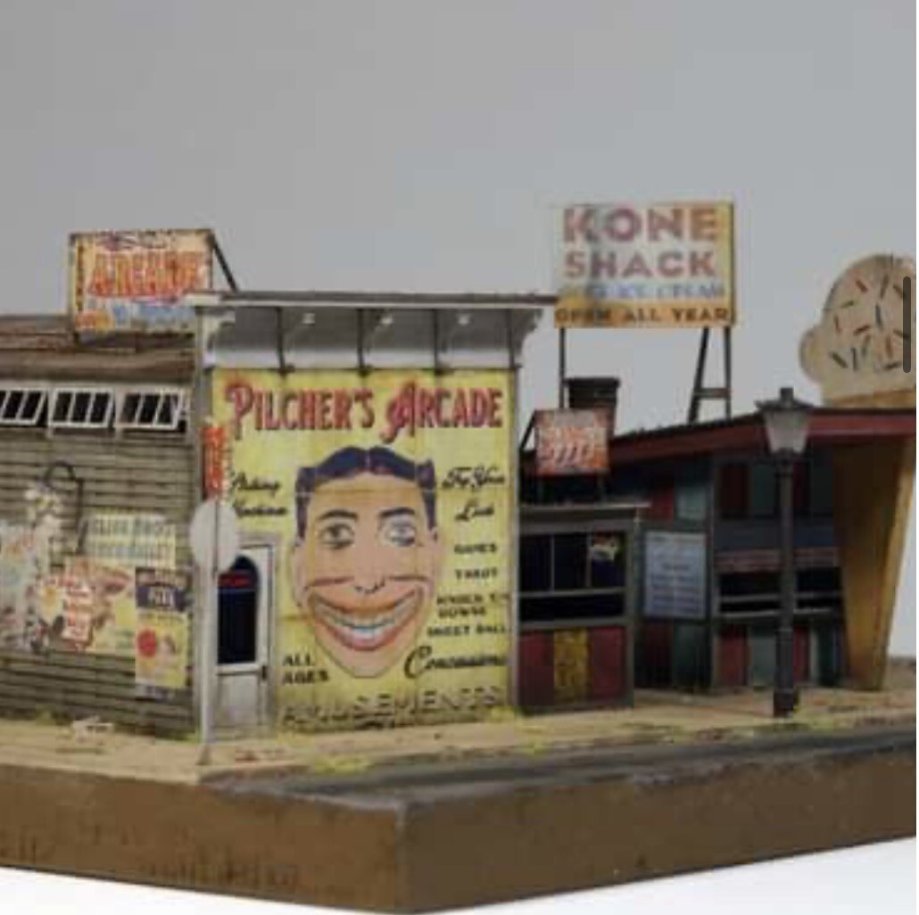 HO Scale FOS Scale Models Pilcher Arcade & Kone Shack Built Diorama | eBay