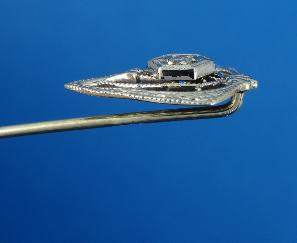 ORNATE VICTORIAN SOLID 10K GOLD SCARF STICK PIN w/ OLD CUT DIAMOND | eBay