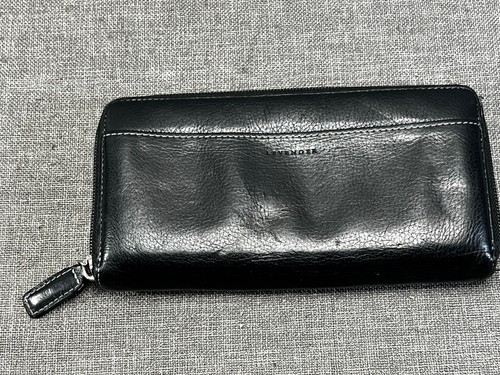 LEVENGER Leather Zip Around Wallet Black Card Slots Inside Zip ...