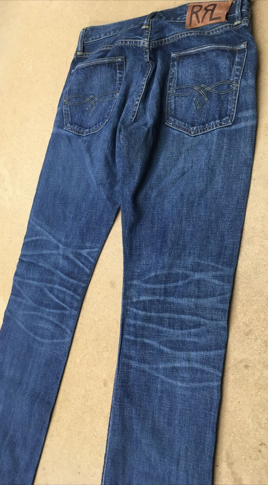 RRL Double RL low straight Jeans New distresed sz 32x34 American WOVEN ...