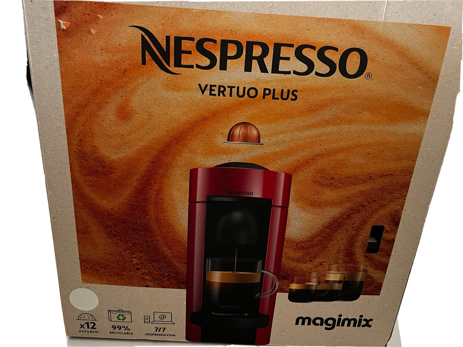 Magimix Nespresso Vertuo Plus M600 1260W Coffee Machine - Piano Red for ...