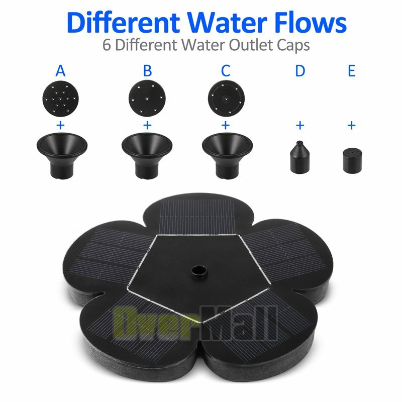 LED Solar Powered Water Fountain Pump 6 LED Bird Bath Floating Garden ...