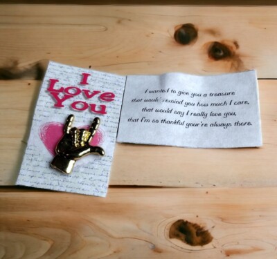 I Love You Sign Language Pin Gold Tone ASL Vintage Brooch Pin Back Hand ...