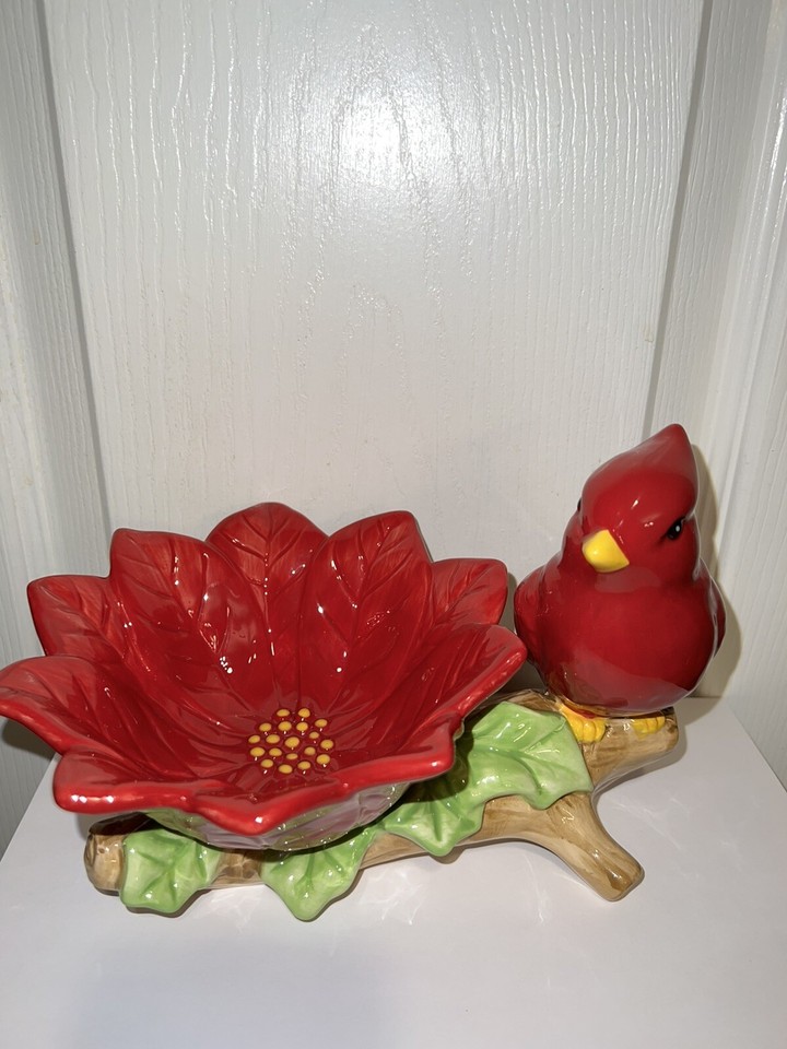 home accents Candy Plate Cardinal w Red Flower Brand New | eBay