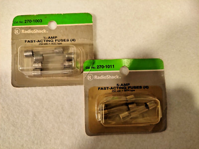 2 Types Radio Shack Fuses 270-1003 1/2 Amp AGC, 270-1011 5 Amp MTH ...