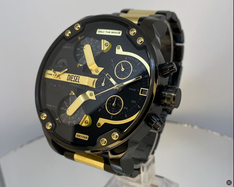 2025 Brand New Diesel Mr. Daddy 2.0 Black and Gold PVD Plated DZ7465 | eBay