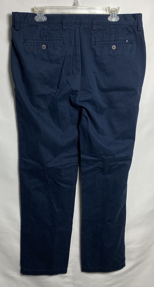 NAUTICA Mens The Deck Pants Navy Blue Flat Front Classic Fit Pants ...