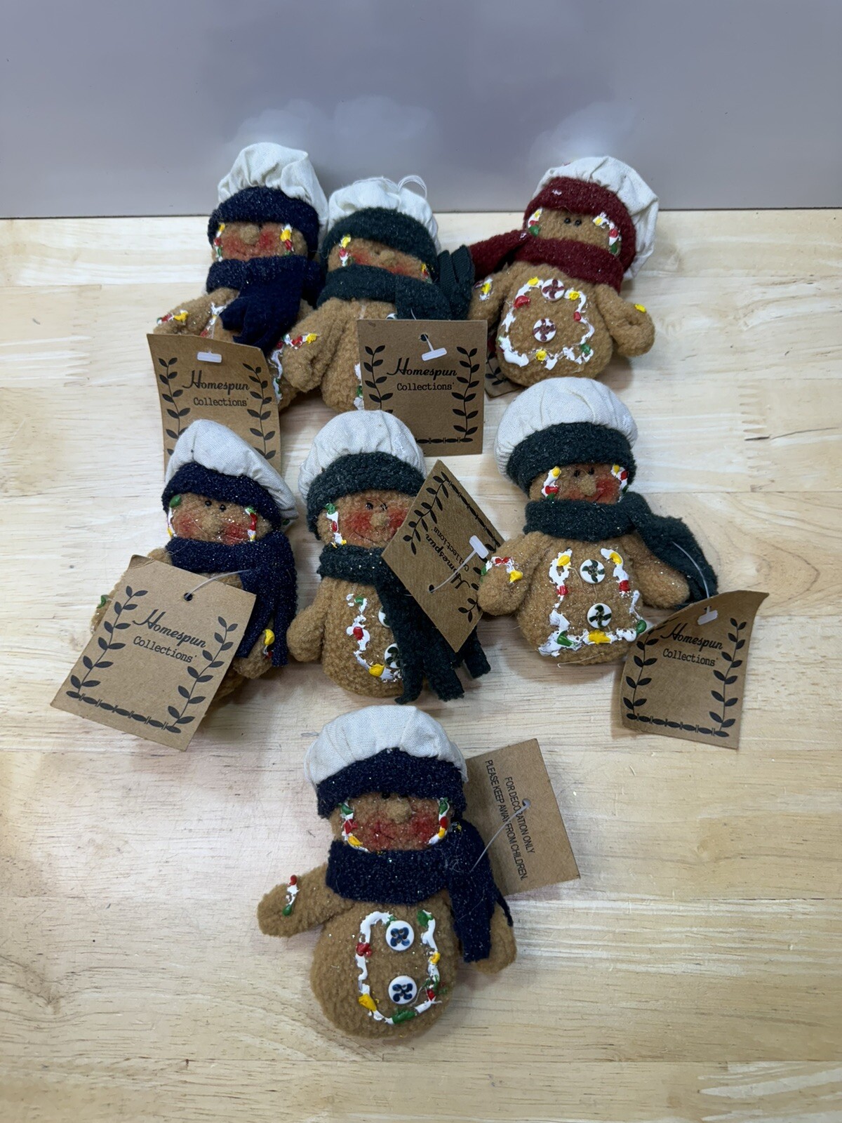 Gingerbread Man Plush Christmas Ornament 4” Lot Of 7 With Scarves | eBay