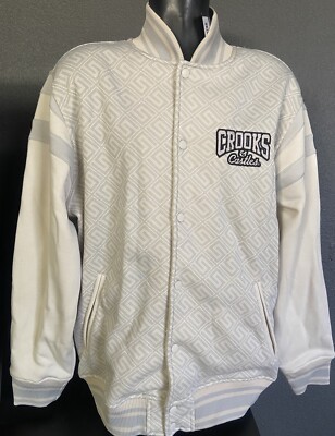 Crooks And Castles Medusa Lightweight Varsity Jacket Beige/Grey Mens ...