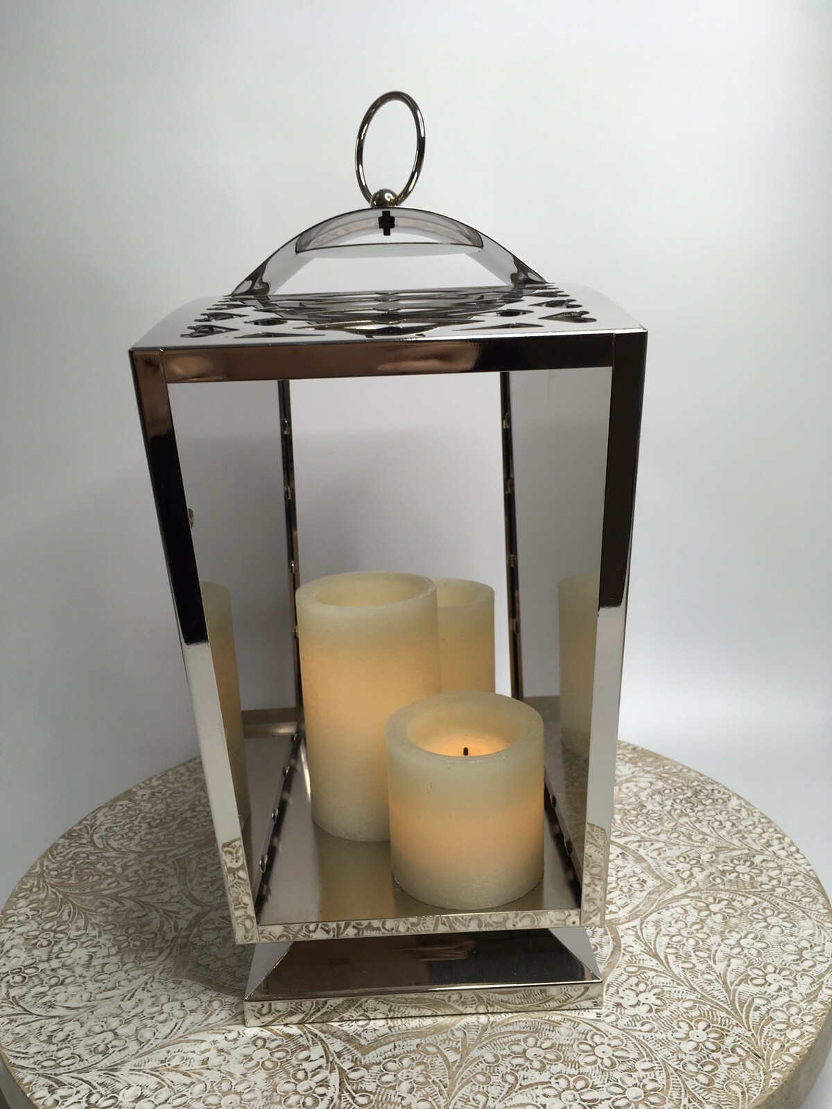 PartyLite Infinite Reflections Silver Carriage Lantern P92295 New no ...