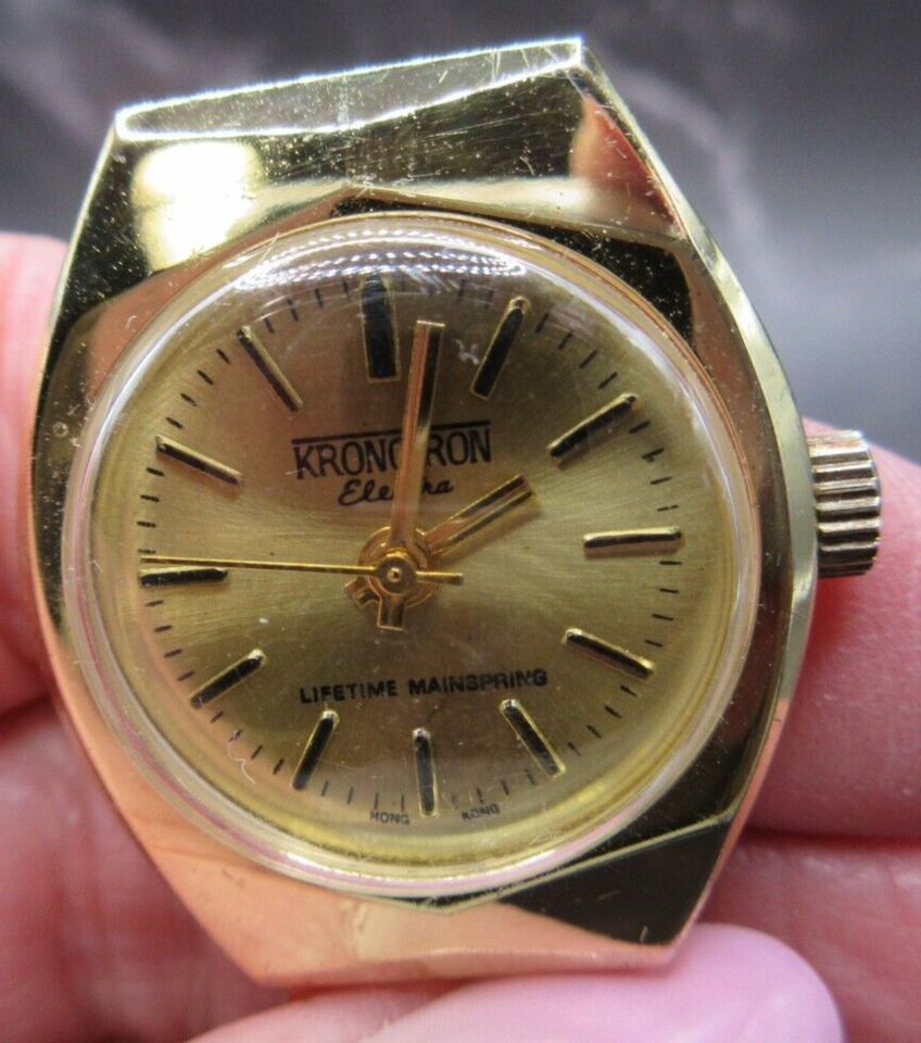 KRONOTRON ELECTRA~ LIFETIME MAINSPRING, DUST PROOF CASE~ GOLD ...