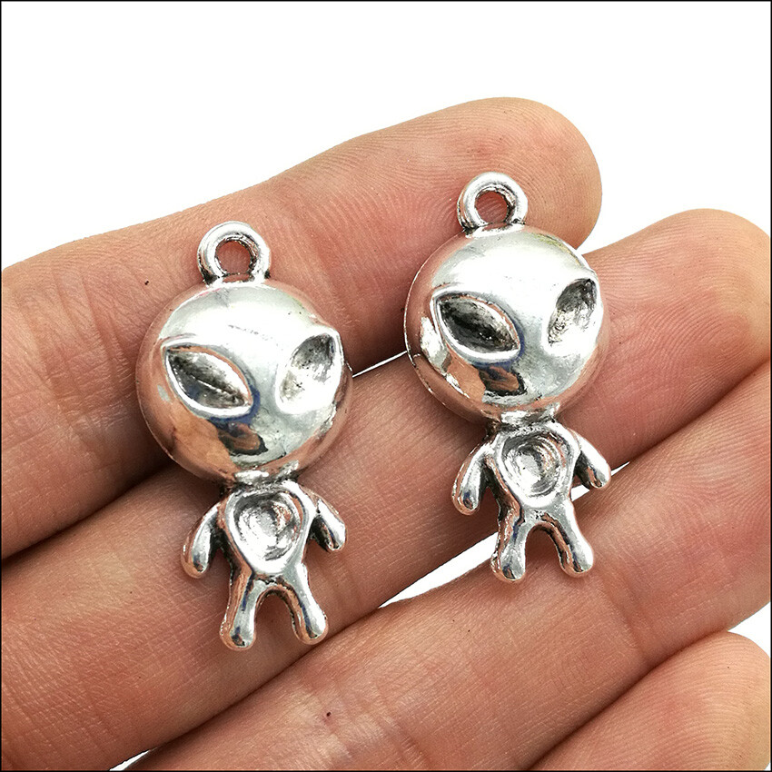 Bulk 30pcs Cute Aliens Antique Silver Charms Pendants For Jewelry ...
