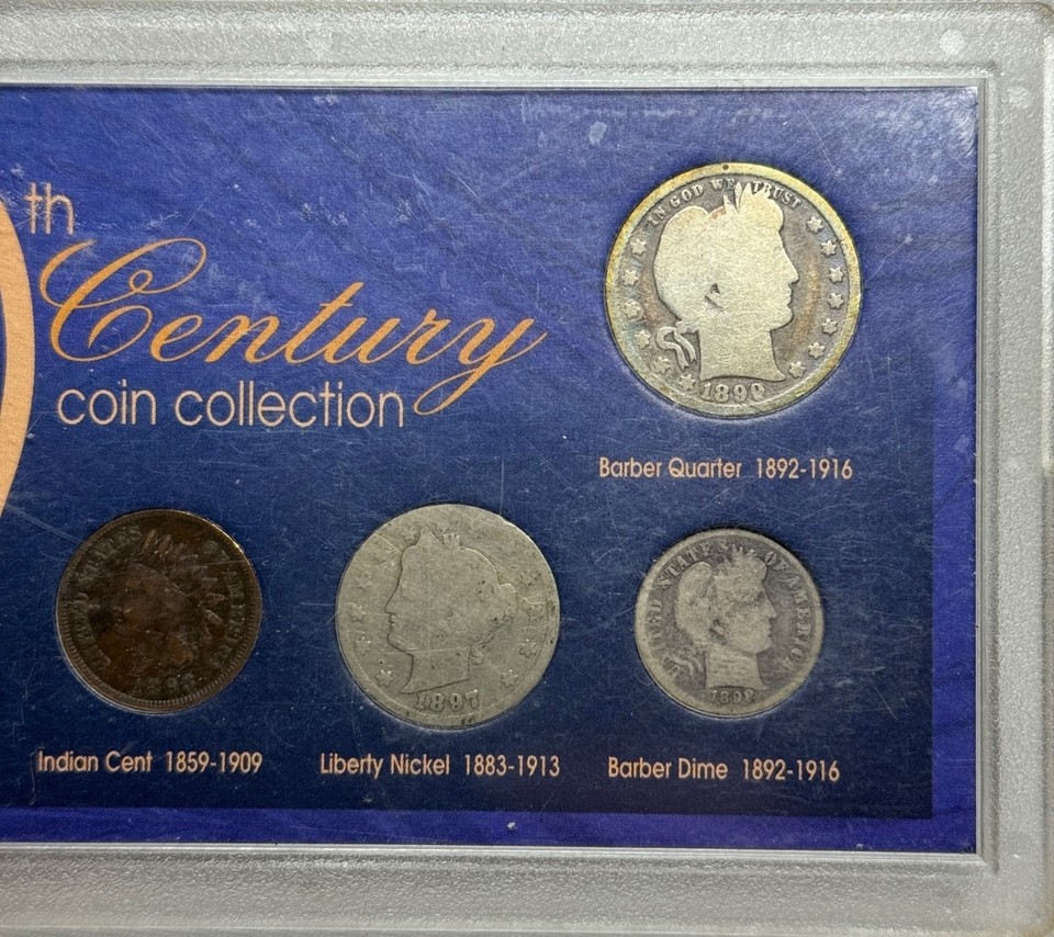 19TH CENTURY COIN COLLECTION INDIAN 1C,LIBERTY 5C,BARBER 10C,BARBER 25C ...