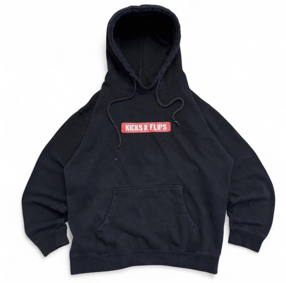 KICKS N FLIPS Black Box Logo hoodie essential streetwear Staple | Size ...