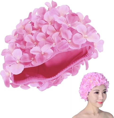 Vintage Swim Cap Floral Petal Retro Style Bathing Caps for Women ...