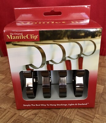 Original Mantle Clips Set of 4 Bronze Adjustable Christmas Stocking ...
