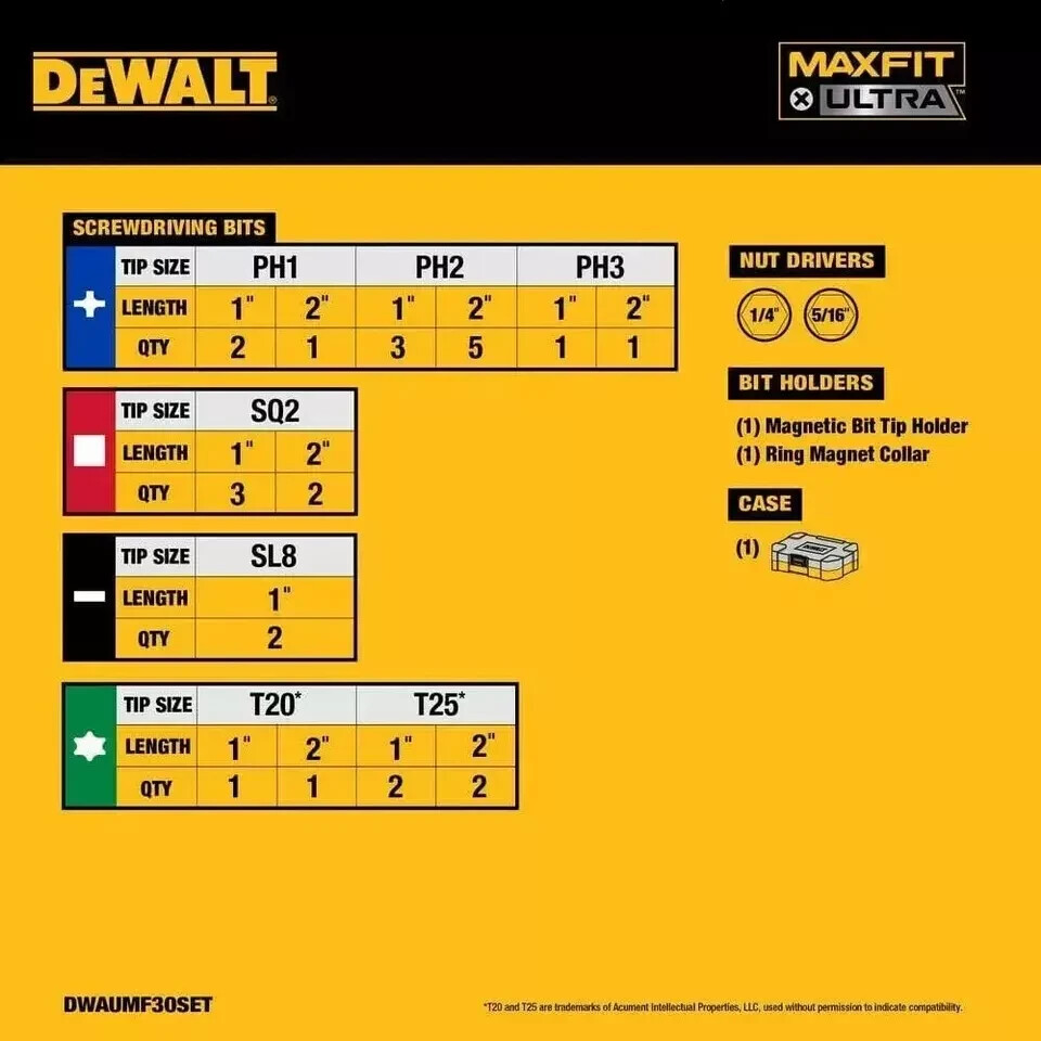 DEWALT MAXFIT ULTRA 1/4 in. Hex Steel Screwdriving Bit Set (30-Piece ...