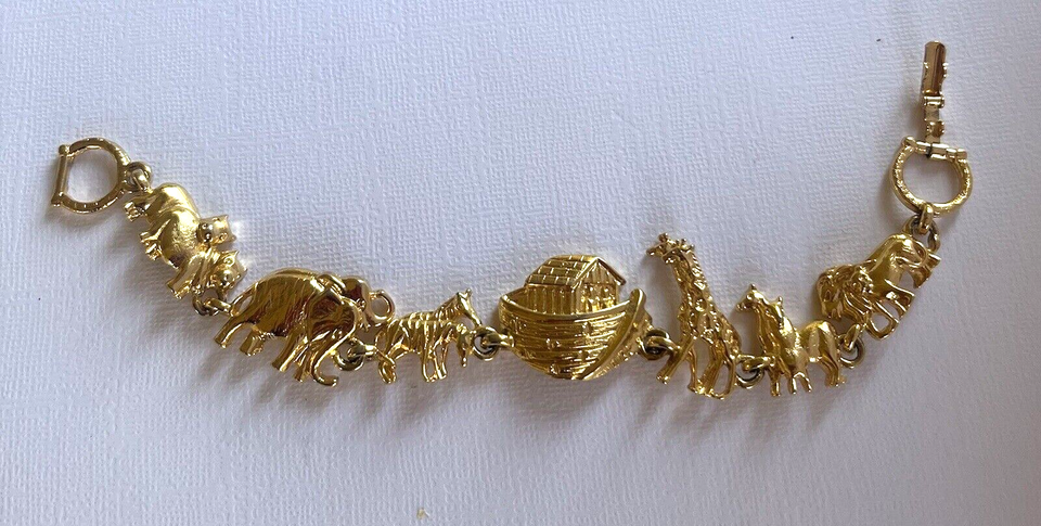 Premier Designs Gold Plated Noah's Ark Charm Bracelet Signed PD 7" | eBay