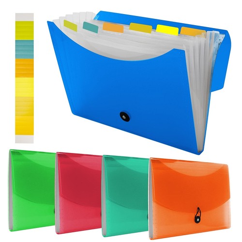5 Pack 7 Pocket Expanding File Folder with Colored Tabs A4 Letter Size ...