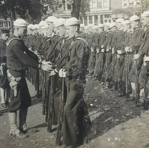 Naval Training Station WWI Parade Rest Navy Soldiers Men Review ...