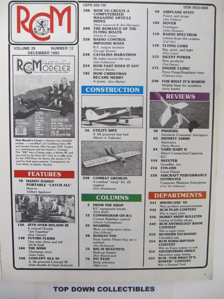RC Modeler Magazine December 1992 Phoenix/Yard Dart II/Reviews | eBay
