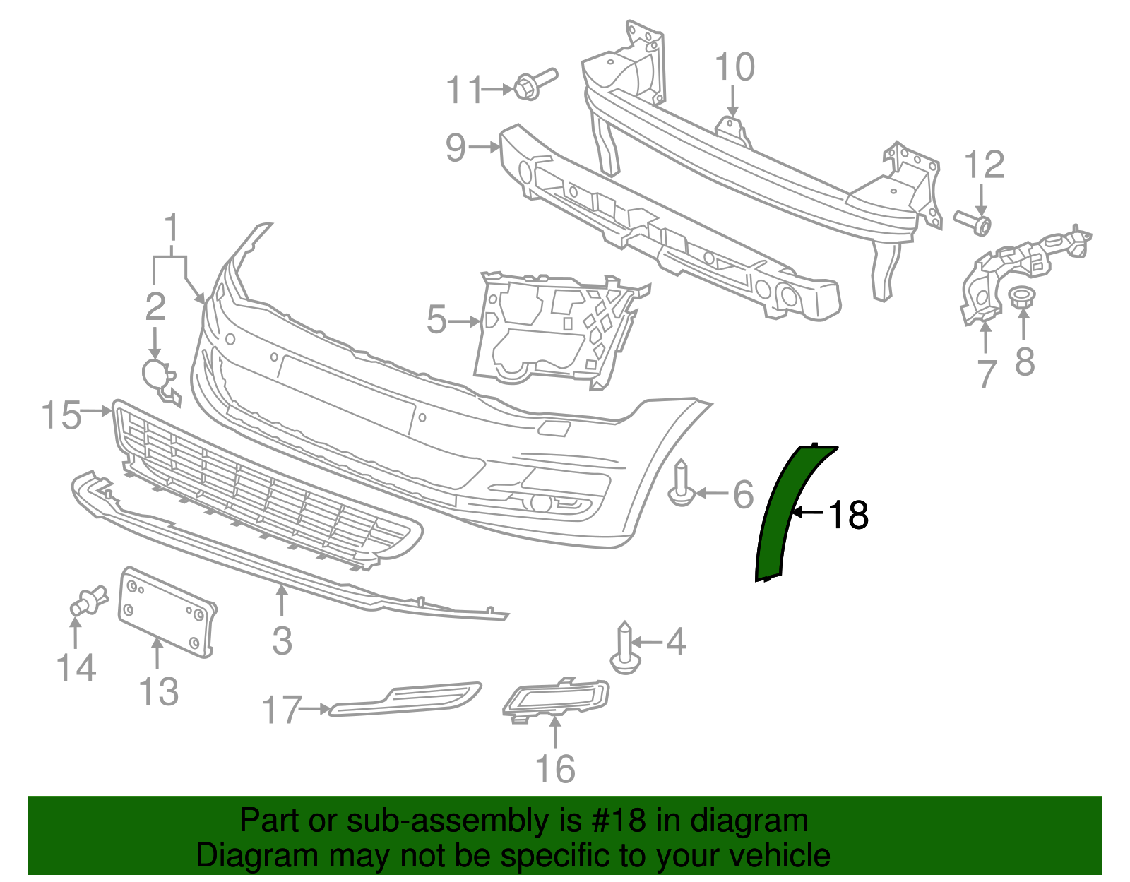 VW Volkswagen OEM Front Bumper-wheel Well Fender Flare Molding Left ...