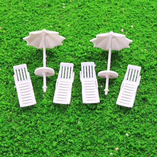 TYS29075 2 Sets Parasols Sun Loungers Deck Chairs Bench Settee Scale ...