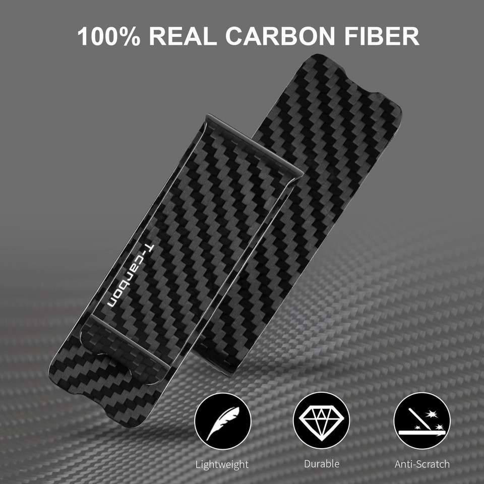 T-carbon Real Carbon Fiber Money Clip for Men, Minimalist Small, Glossy ...