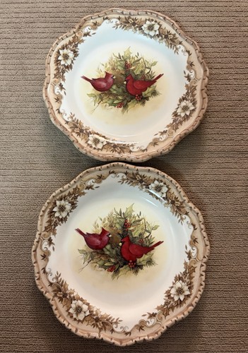 Set of 2 Susan Winget Cracker Barrel Woodland 8.25" Round Salad Plates ...