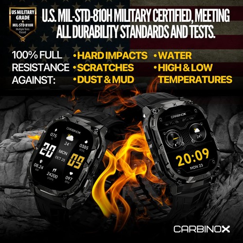 CARBINOX Vortex Smartwatch (Answer/Make Calls), Military-Grade Rugged ...