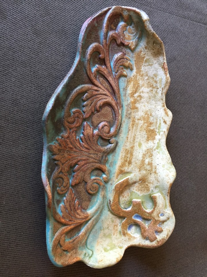 Hand made ceramic platter, Clay Om tray, Om pottery plate | eBay