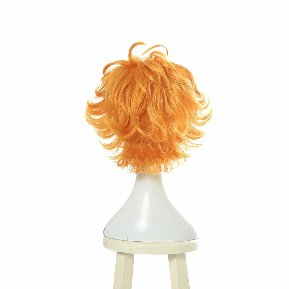 The Promised Neverland Emma Cosplay Wig Orange Ombre Hair Short Wavy ...