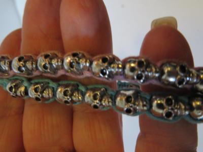 WOMENS SHAG LOT (2) COSTUME JEWELRY ADJUSTABLE BRACELETS METAL SKULLS ...
