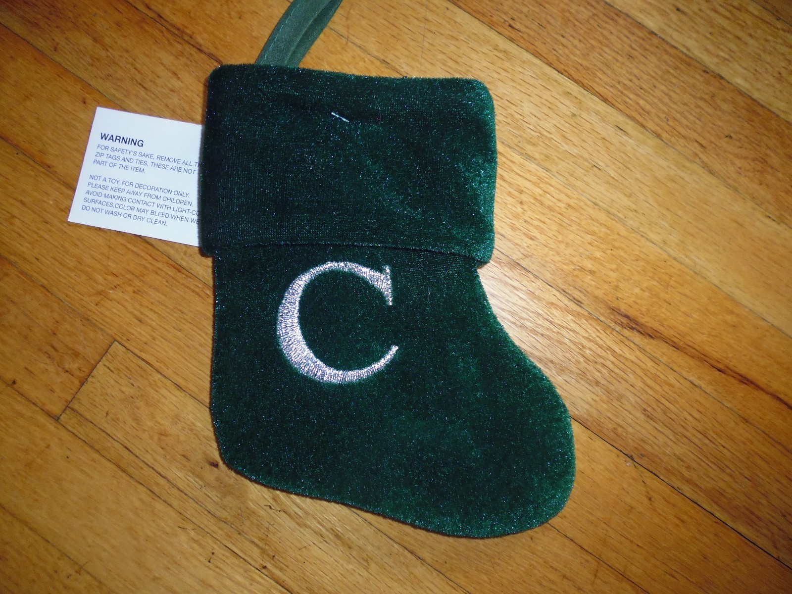 New ! 8" Long Trim a Home Mini Stocking Letter C Green Color | eBay