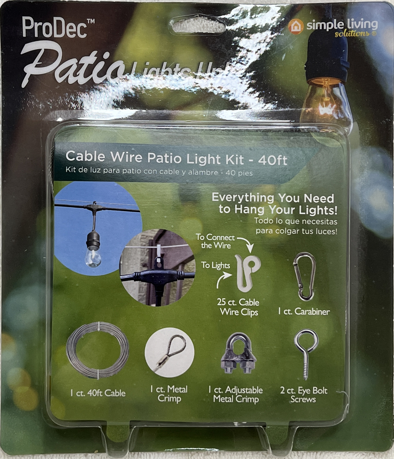 Patio Light 40 Foot Cable Wire Kit - Simple Living Solutions ProDec ...